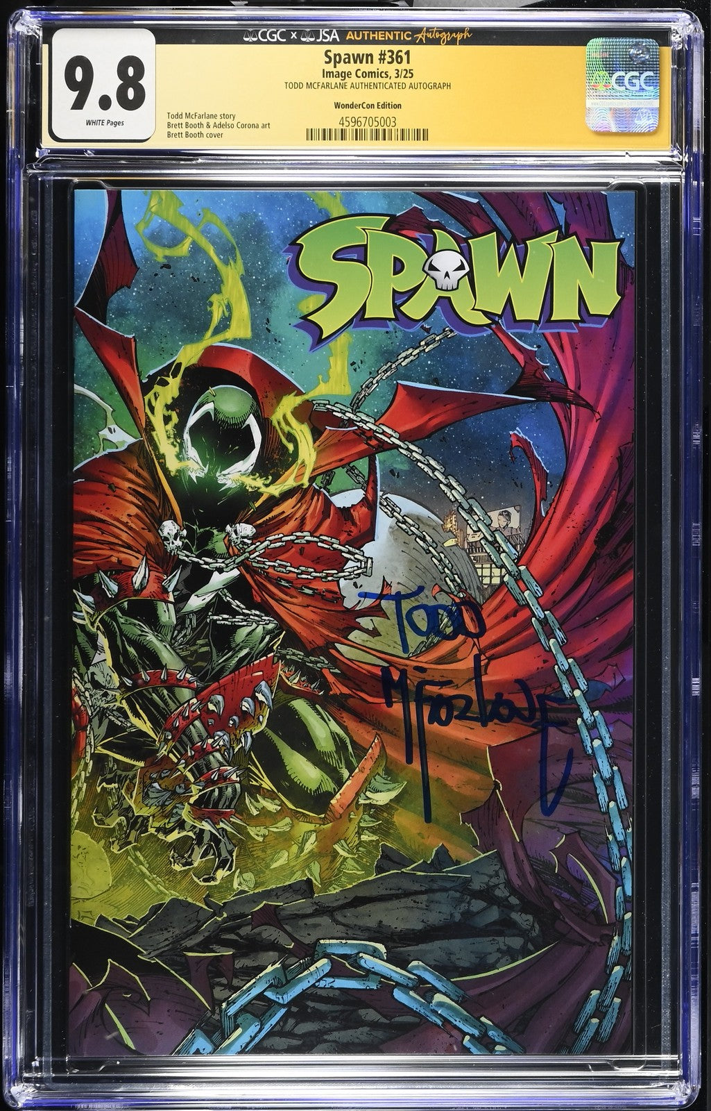 Spawn #361 Wondercon Variant CGC JSA 9.8 Signed Todd McFarlane Image C ...